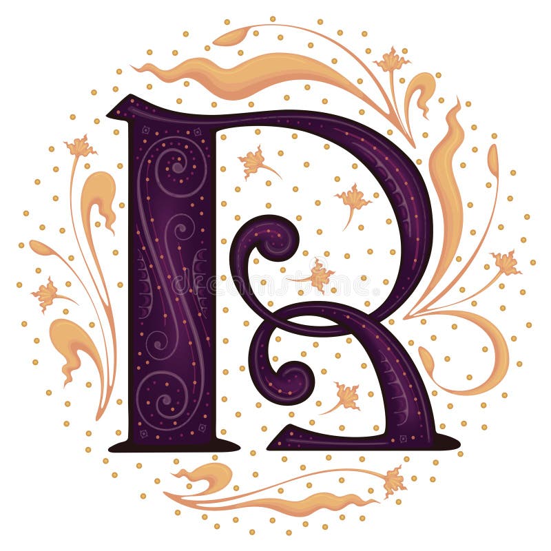 Medieval Letter R .Font .Alphabet . Typeface . Ancient Book Miniature ...