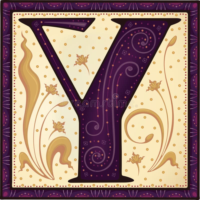Medieval Letter Y.Initial.Alphabet.Font. Stock Vector - Illustration of ...