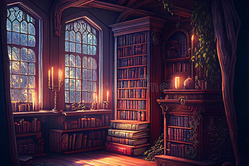 Medieval Library, Generative Ai Illustration Stock Illustration ...