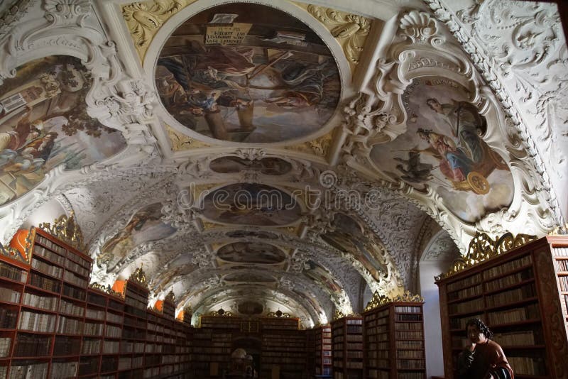 Medieval Library of Strahov Monastery Stock Photo - Image of monastery ...