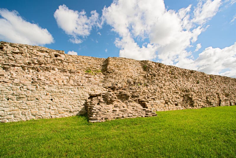 The Medieval Limestone Wall on a Summer Sunny Day Stock Photo - Image ...