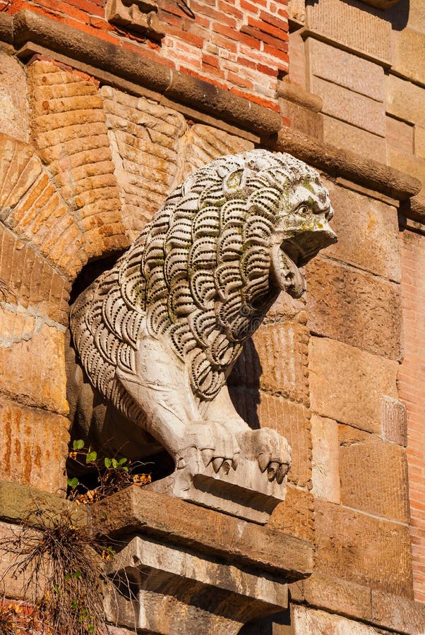 Medieval lion in Lucca stock image. Image of italy, stone - 268501193