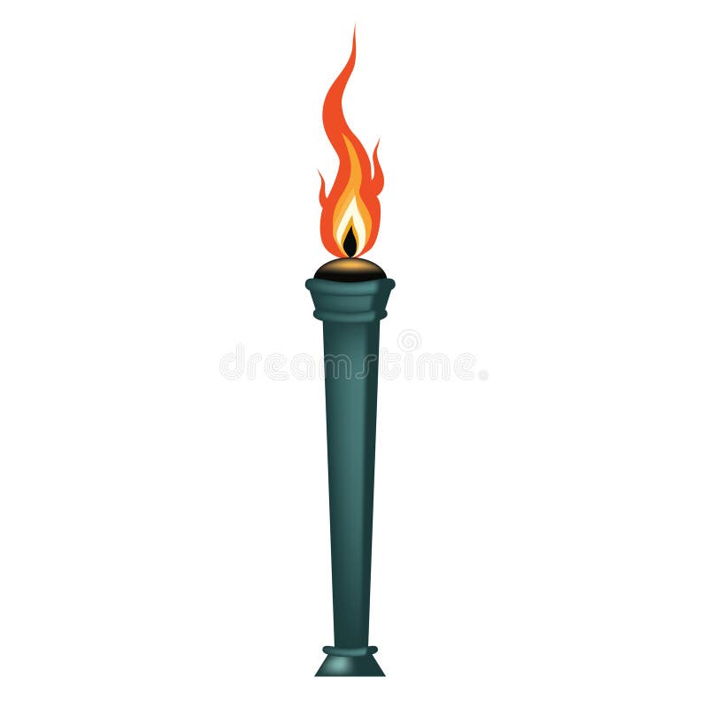 Medieval lit torch stock illustration. Illustration of flambeau - 348192563