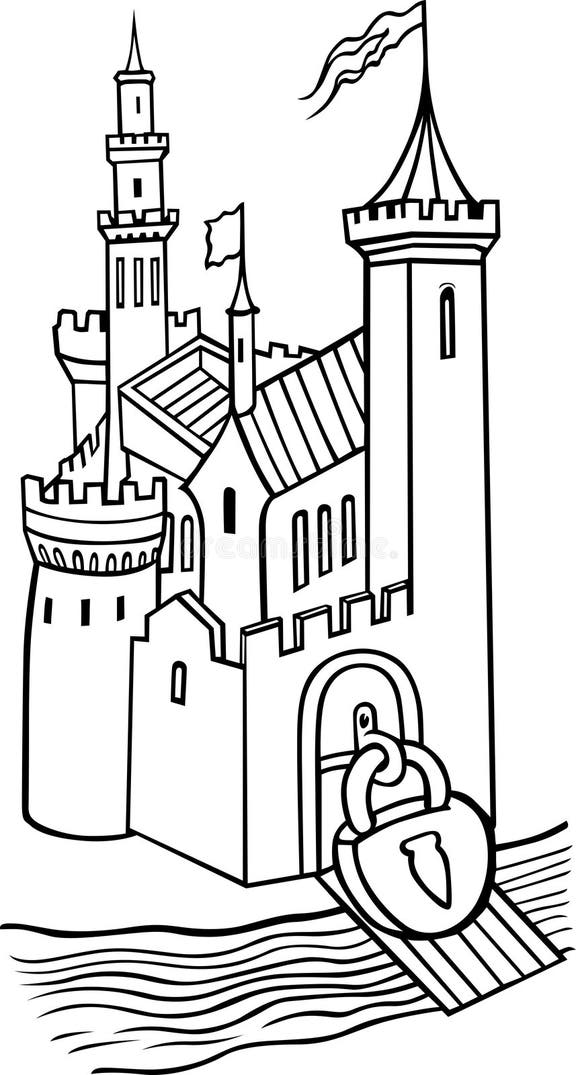 Medieval locked castle stock vector. Illustration of antique - 24561738