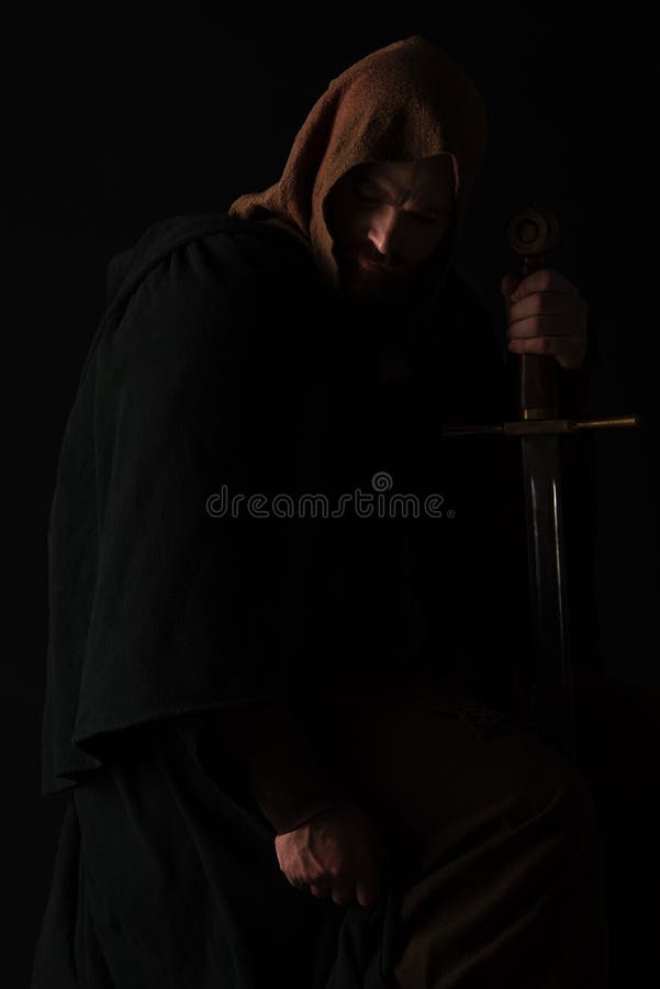 Medieval Scottish Man in Mantel with Stock Image - Image of steel ...