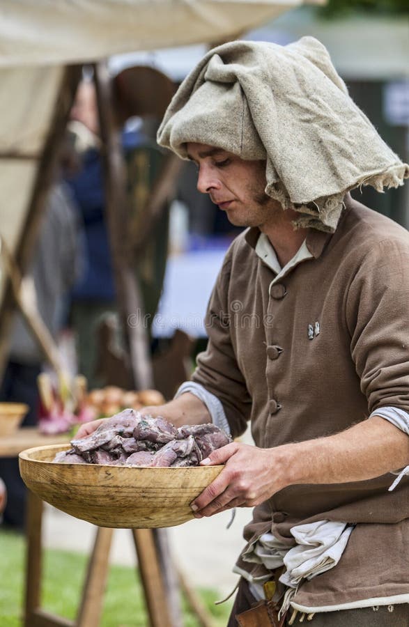 Medieval Man Preparing Food Editorial Stock Photo - Image of carry ...
