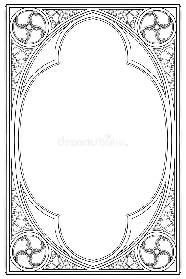 Medieval Manuscript Style Rectangular Frame. Gothic Style Pointed Arch ...