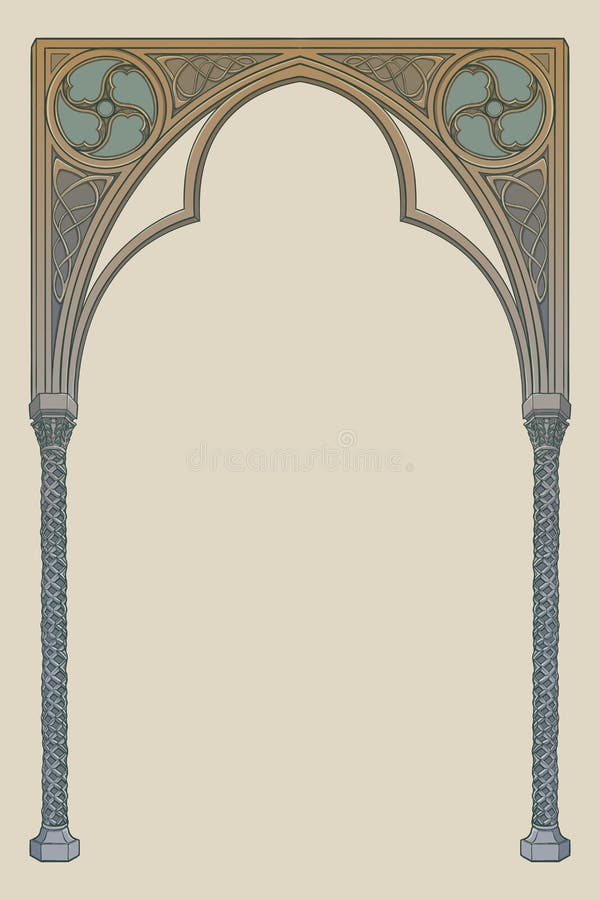 Medieval Manuscript Style Rectangular Frame. Gothic Style Pointed Arch ...