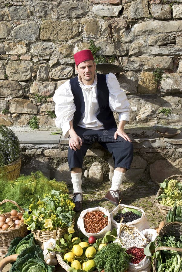 Medieval Market Stall Selling Fruit Stock Image - Image of food ...