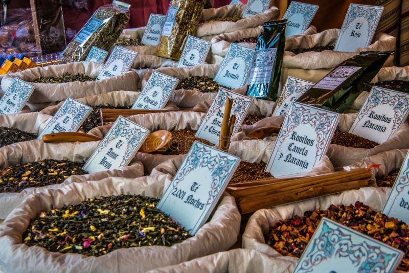 Medieval market of spices stock photo. Image of food - 110185612