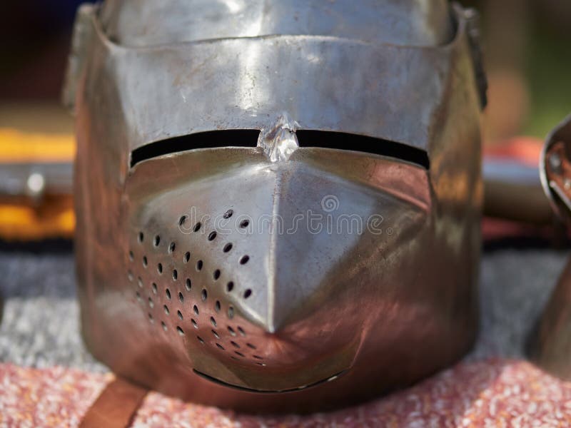 Medieval metal helmet stock image. Image of male, head - 108135935