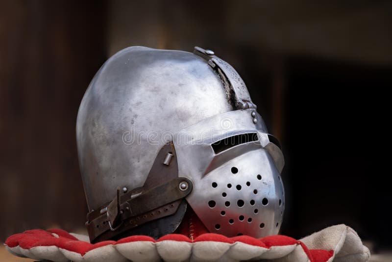 Medieval Metal Knight`s Helmet Stock Image - Image of equipment, helmet ...