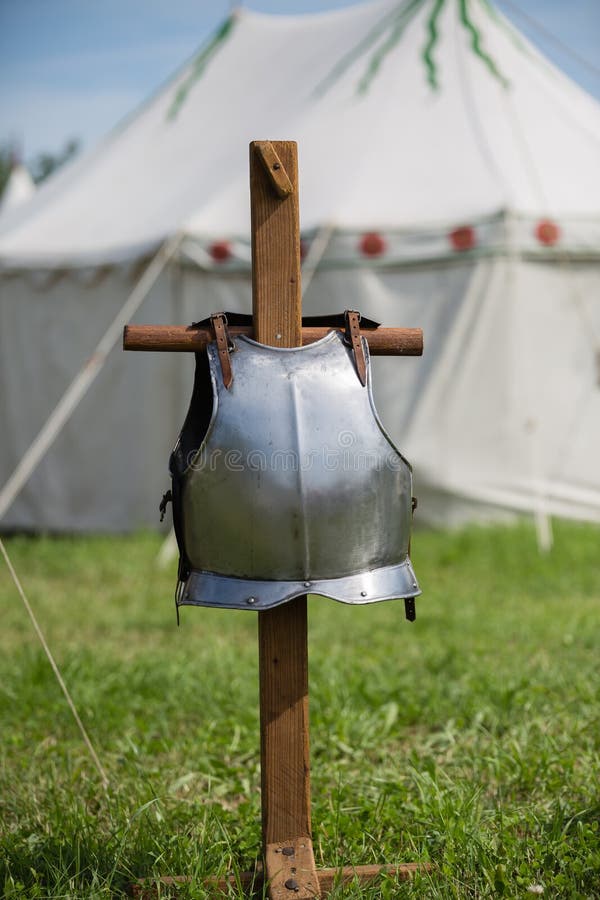 Medieval Ancient Halberd Weapon and Metallic Helmet Stock Photo - Image ...