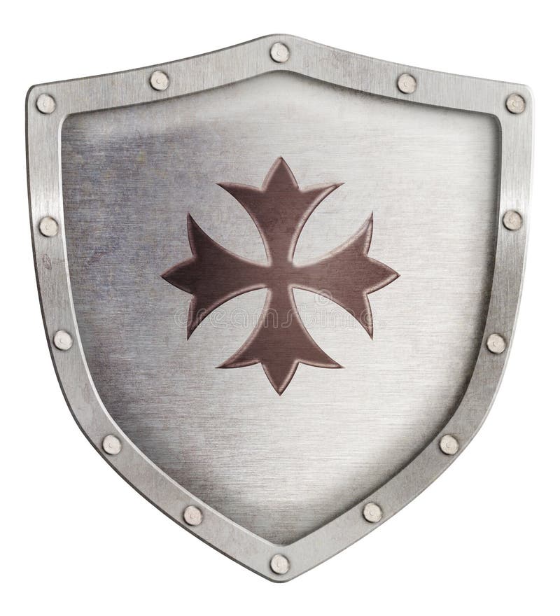 Ancient Metallic Shield With Two Spears. Stock Illustration ...