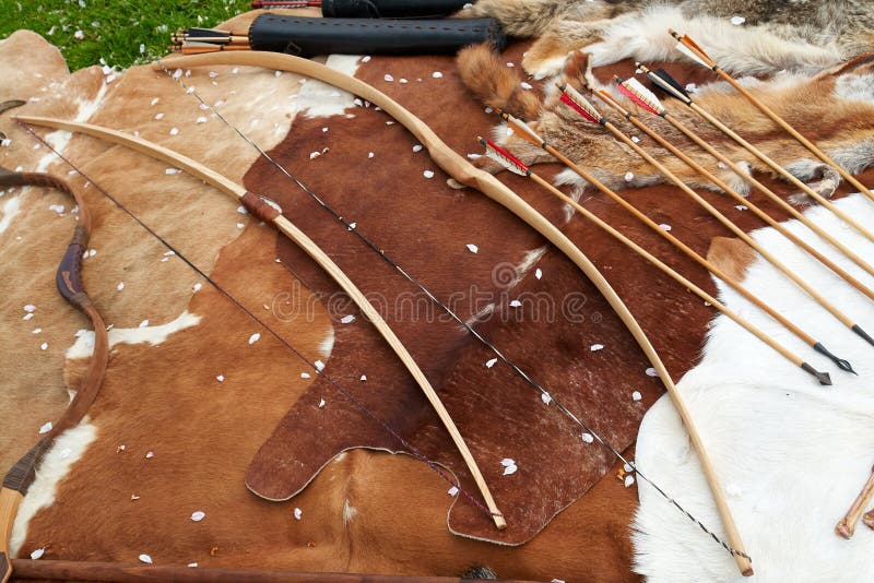 Medieval Middle Age Traditional Bows and Arrows Stock Image - Image of ...