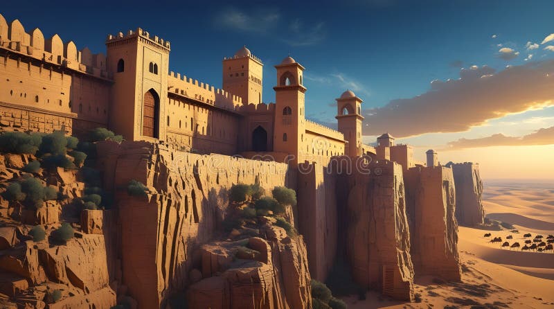 Medieval Middle Eastern Castle in the Desert Stock Photo - Image of ...