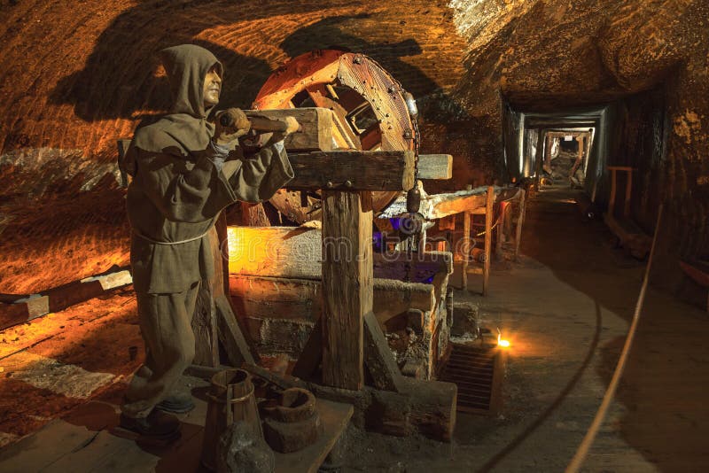 Medieval Miner At Work In The Wieliczka, Poland. Editorial Photography ...