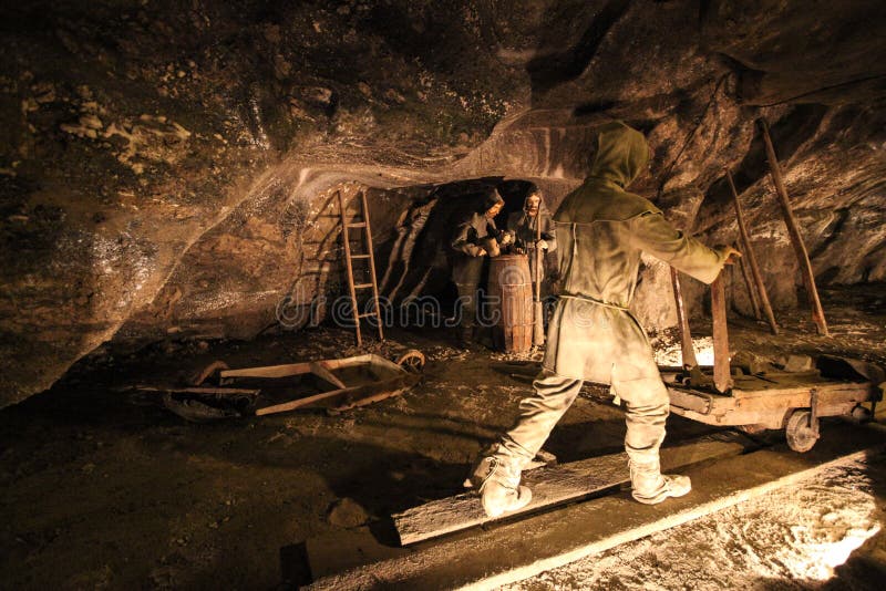 Medieval Miners at Work in Wieliczka Salt Mine Editorial Stock Photo ...