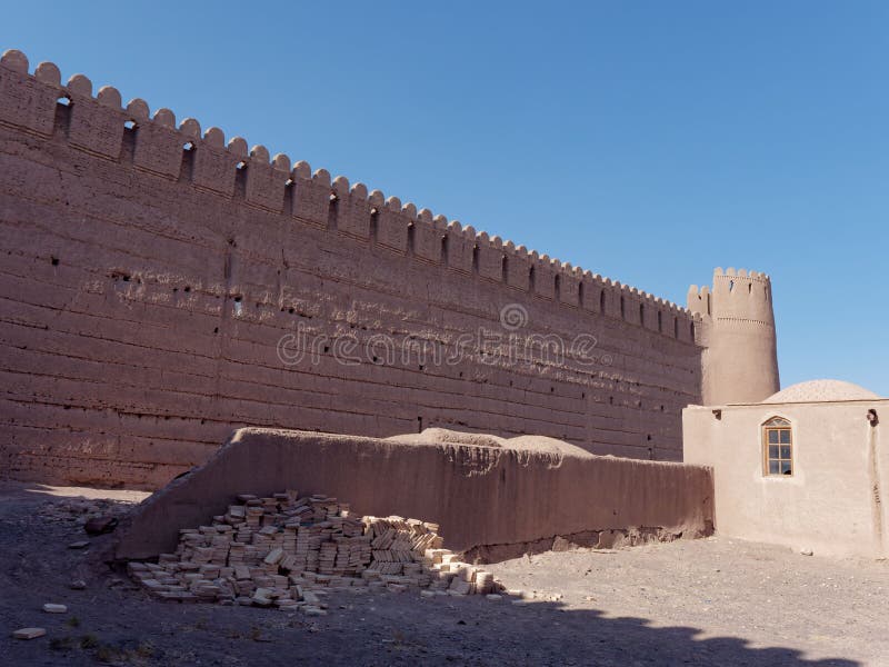 Medieval Mud Castle Ruins in Nushabad, Iran Stock Photo - Image of blue ...