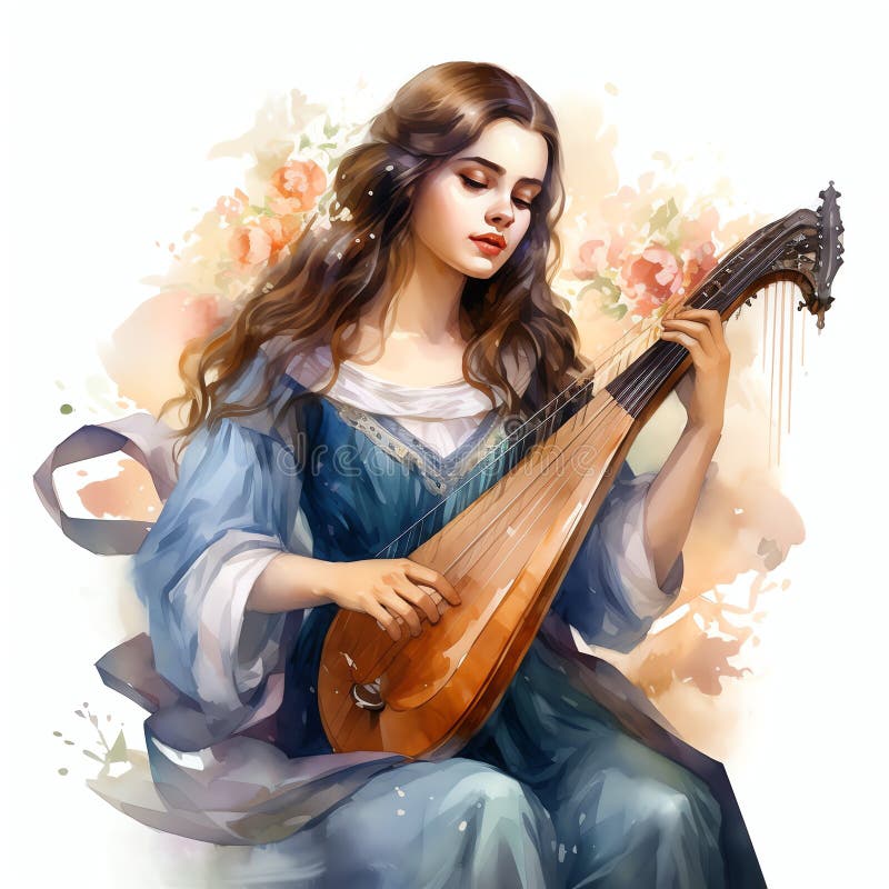 Medieval Music Medieval Watercolor Fantasy Stock Illustration ...