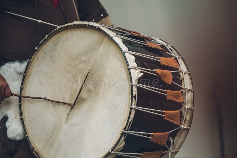 Medieval Musician Playing the Drum Stock Image - Image of bagpipes ...