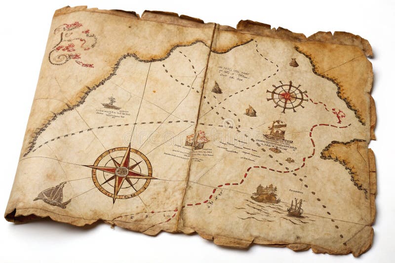 Medieval Nautical or Pirates Map Isolated Stock Illustration ...