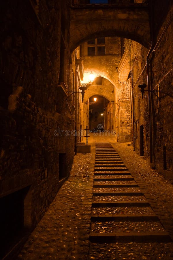 Medieval night stock image. Image of lamps, night, light - 11094375