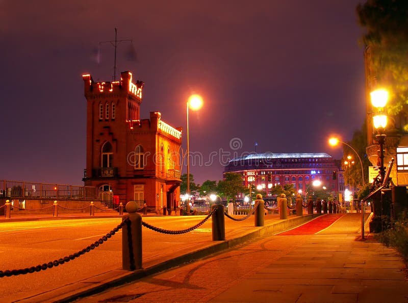 Medieval night scene stock photo. Image of bridge, medieval - 14571464