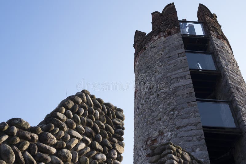 Medieval Observation Tower on Top of the Mountain. Stock Image - Image ...
