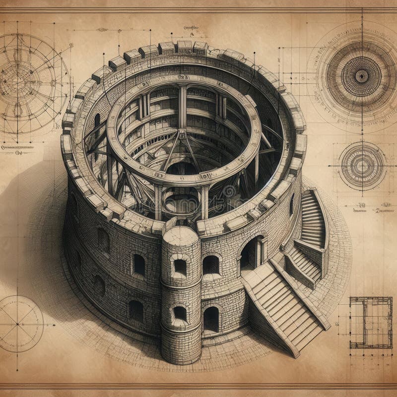 Medieval Observatory with Rotating Dome Design Stock Illustration ...