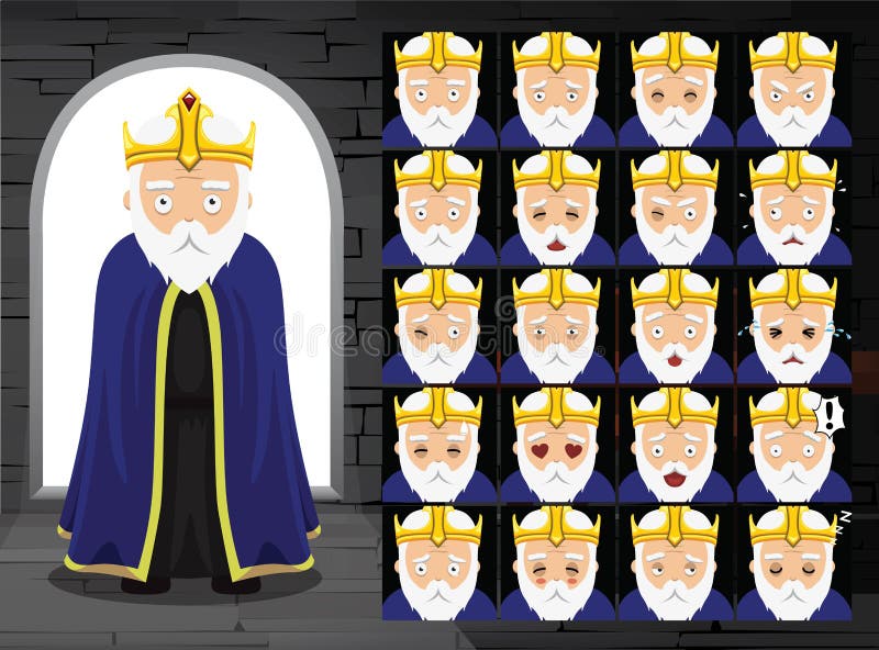Medieval Old King Cartoon Emotion Faces Vector Illustration Stock ...