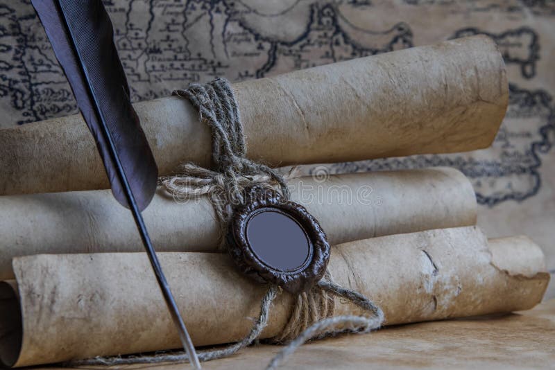 Medieval old scrolls stock image. Image of contract - 214752997
