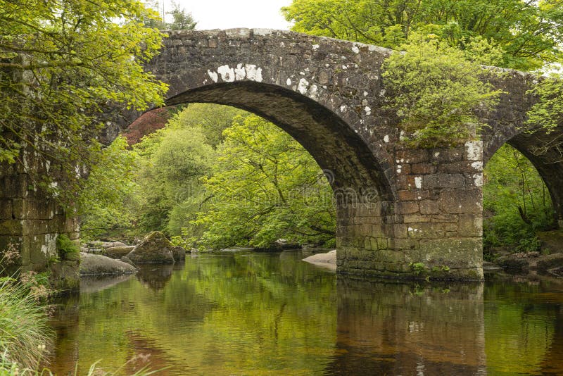 Medieval Old Stone Bridge Over an Idyllic Small River in a Green ...