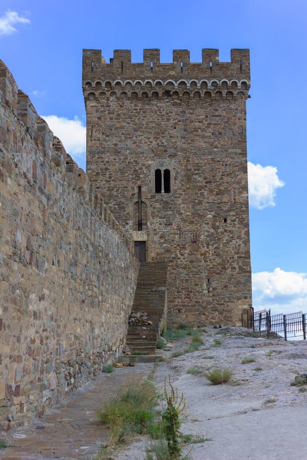 Medieval old tower stock photo. Image of wall, blue, culture - 93710082