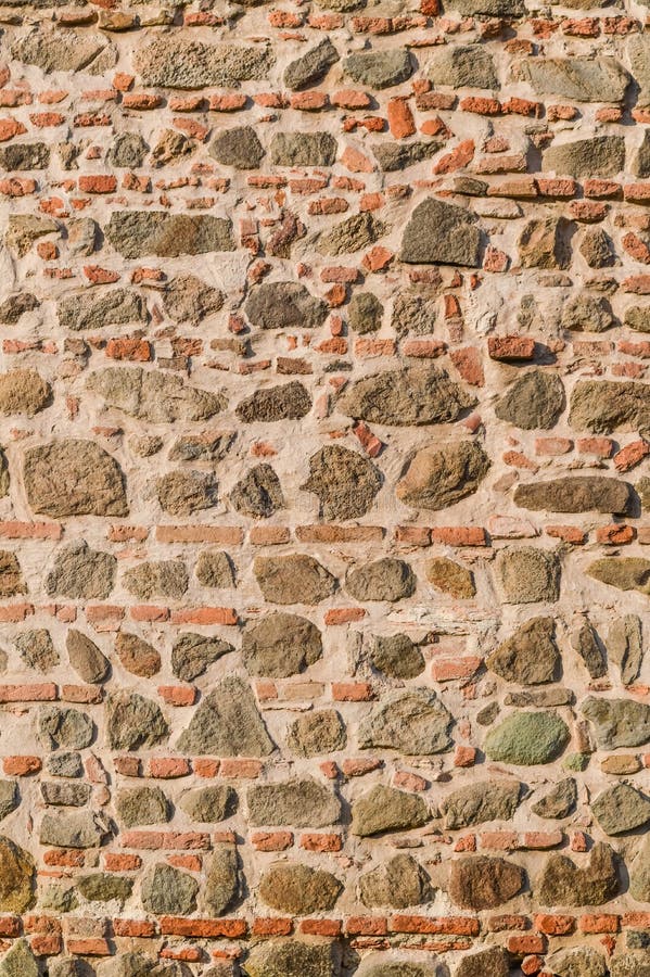 Medieval Old Wall Made of Stones and Bricks Stock Photo - Image of ...