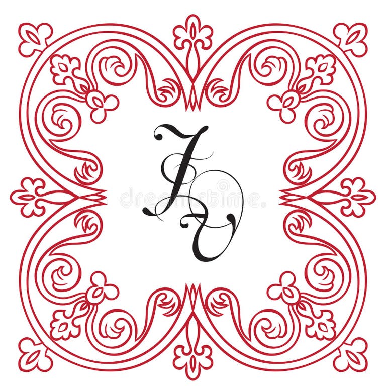 Medieval Oriental Ornamental Monograms, Framework Composition Stock ...
