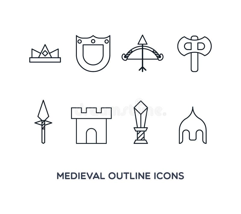 Outline Medieval Walls in Avila Vector Icon. Isolated Black Simple Line ...