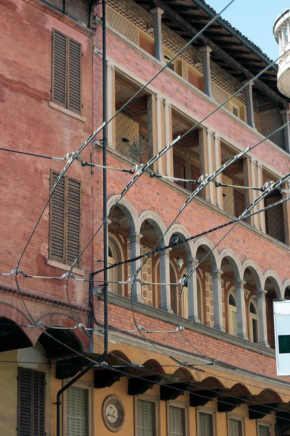 Medieval Palace and Trolley Bus Lines Stock Image - Image of italy ...