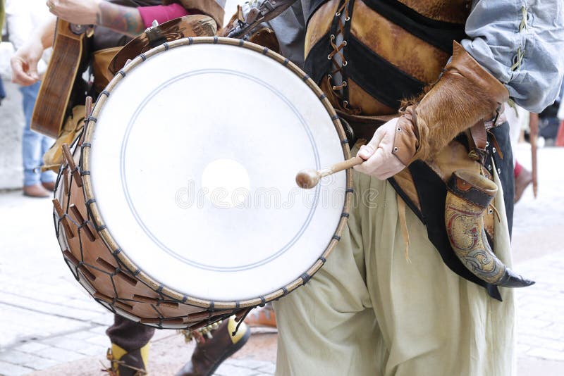 Medieval parade stock image. Image of music, flags, festival - 387570147