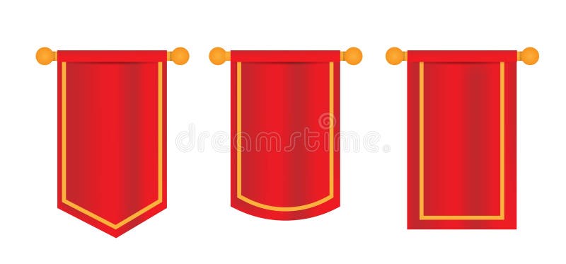 Medieval Pennant Banner Flag in Red Set Stock Vector - Illustration of ...