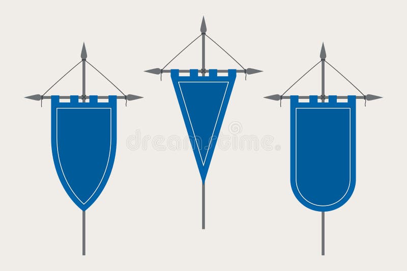 Blank Classic Medieval Shield Shapes Vector Illustration Set Stock