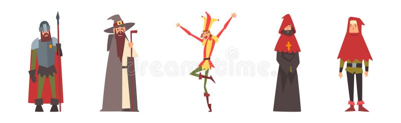 Medieval People Character in Standing Pose Vector Illustration Set ...