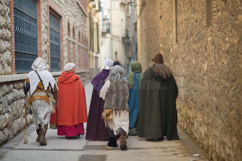 Medieval people editorial stock photo. Image of alley - 65477923