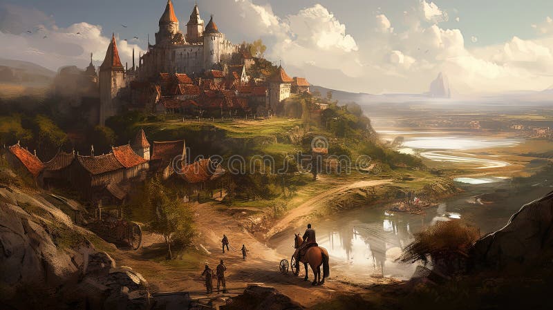 Medieval Period Panorama in Brasil Stock Illustration - Illustration of ...