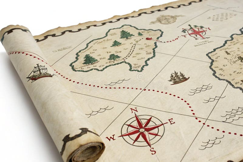 Medieval Pirates Map – Marked Treasure Path Stock Illustration ...
