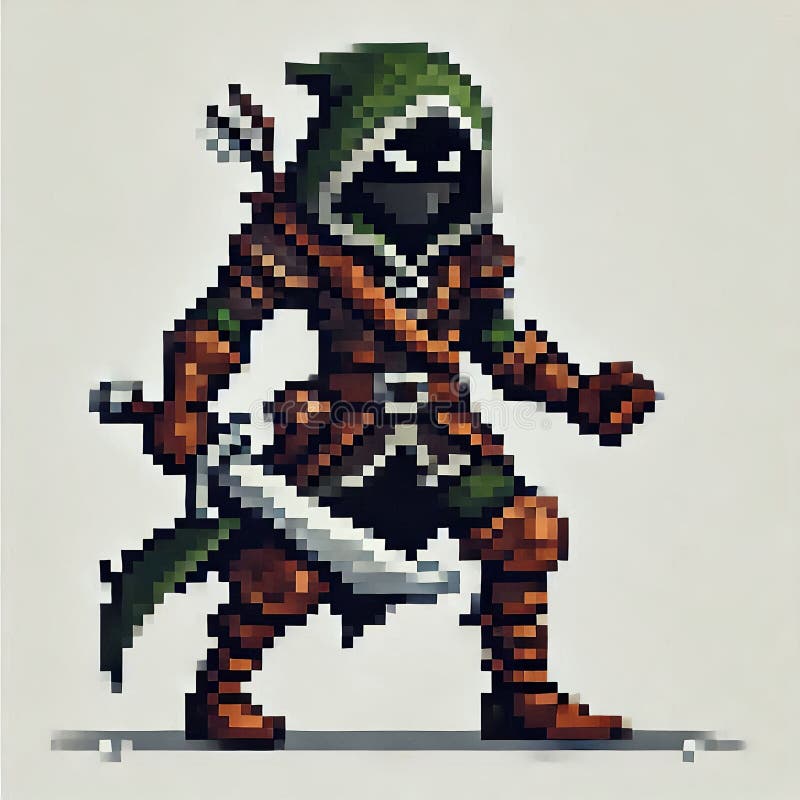 Medieval Pixel Assassin stock illustration. Illustration of cunning ...