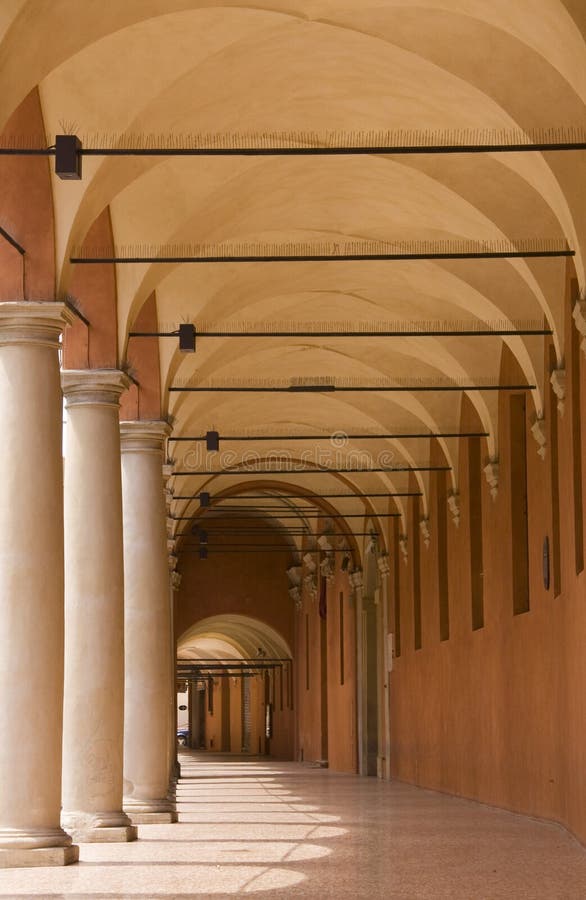 Medieval Portico with Columns in Bologna Stock Image - Image of ...