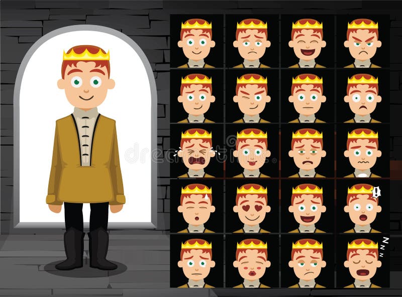 Medieval Prince Cartoon Emotion Faces Vector Illustration Stock Vector ...