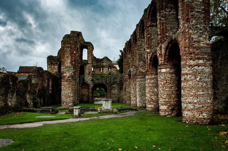 Medieval priory ruins stock image. Image of contrasting - 61991581
