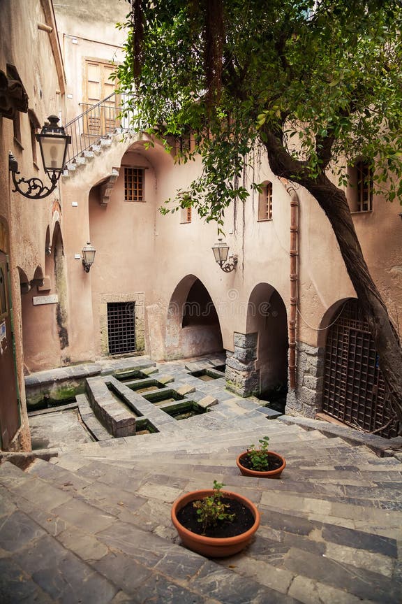 Medieval Public Laundry in Cefalu Stock Photo - Image of ancient ...